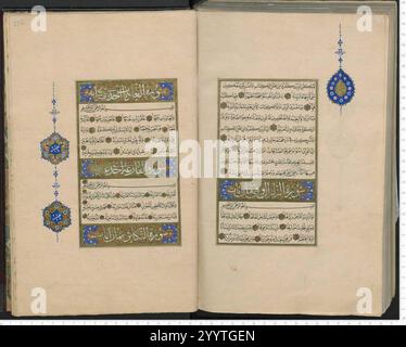 This double-page from the Qur'an, copied by Husayn ibn Hasan in ...