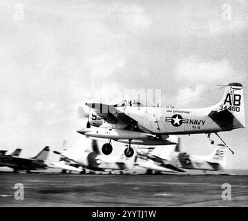 Douglas AD-6 Skyraider of VA-15 landing aboard USS Forrestal (CVA-59 ...
