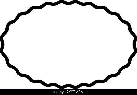 Oval frame with curvy borders. Elliptic shape with wriggly edges. Text ...