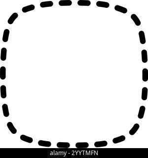 Dashed squircle or square with rounded borders. Simple dotted geometric ...