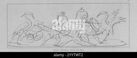 Drawing of a frescoed pinake of pygmies fighting with cranes from the ...