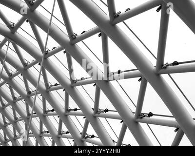Curved construction on the arch ceiling of the bridge of peace, Tbilisi ...