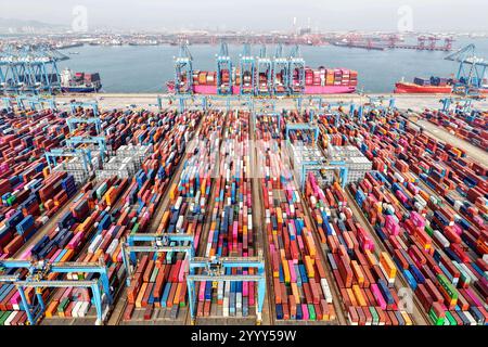 Qingdao Port in east China's Shandong Province sees busy operations on ...