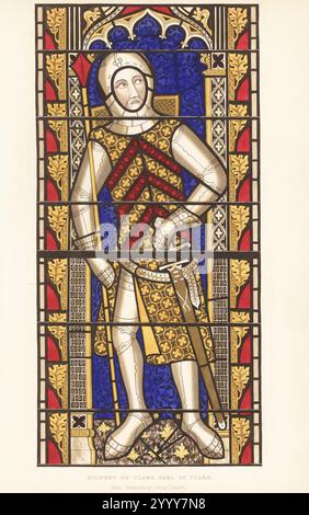 Medieval Knight in armour stained glass window Castle Acre Norfolk East ...