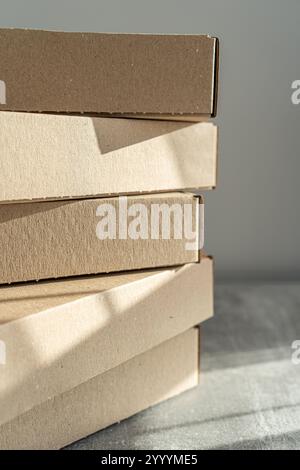 Stack of flat-packed self Stock Photo - Alamy