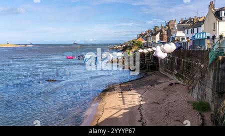 Ferryden, Angus, Scotland, UK - September 16, 2023: Houses on the banks ...
