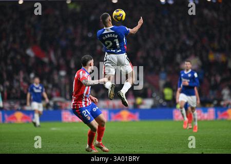 Maroan Sannadi Harrouch of Athletic Club and Pau Cabanes of Deportivo ...