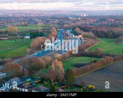 Aerial image of M60 Manchester ring road near Simister Stock Photo - Alamy