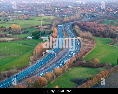 Aerial image of M60 Manchester ring road near Simister Stock Photo - Alamy