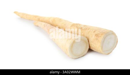 Cut fresh parsley roots isolated on white Stock Photo - Alamy