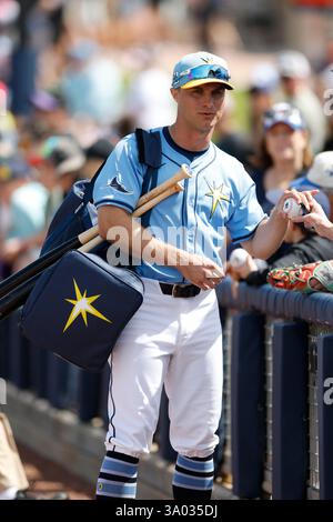 Tampa Bay Rays' Jake Mangum swings for a strike during the ninth inning ...