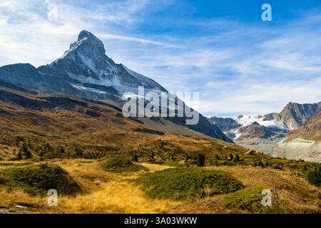 Autumn in Zermatt with a lovely view of the Matterhorn peak near ...