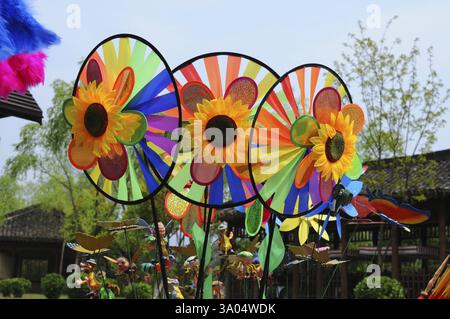 Colourful chinese paper wheels Stock Photo - Alamy