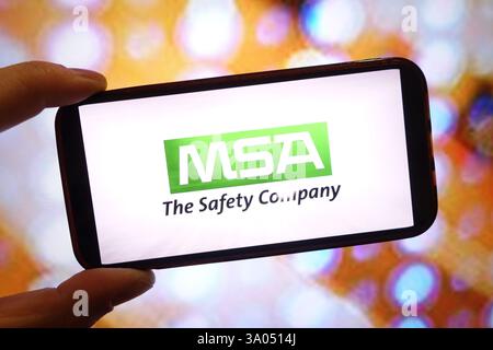 In this photo illustration, the MSA Safety company logo is seen displayed on a smartphone screen ...
