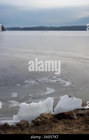 Pond (dam) Lipno, when its frozen and its too small for the ice, which ...
