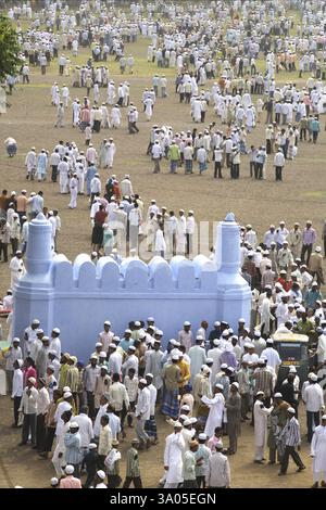 Aerial view of ramzan Id, Muslim people praying, Namaz, mass prayers ...