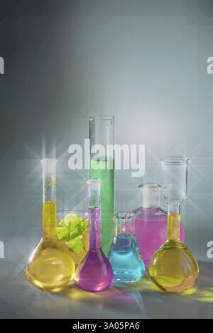 Colourful chemicals laboratory apparatus, India, Asia Stock Photo - Alamy