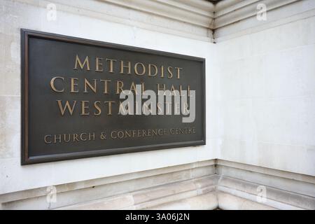 23 feb 2025 - london uk : sign for methodist central hall in ...