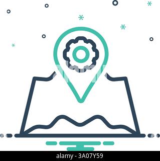 Map pointer setting icon sign. Seamless abstract background with geometric shapes. Vector ...