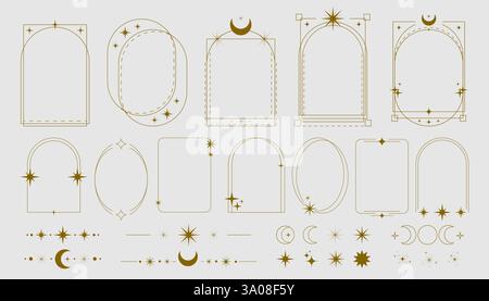 Y2k gold frames with cosmic elements - stars, moons and sparkles ...