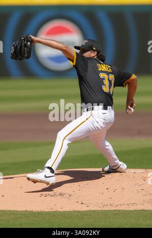 Pittsburgh Pirates pitcher Jared Jones delivers during the first inning ...