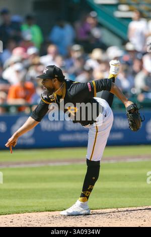 Pittsburgh Pirates pitcher Yohan Ramirez delivers during the ninth ...