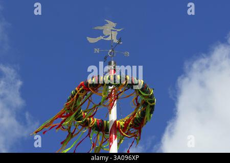 A colourfully decorated maypole, craft, tradition, colourful, colourful ...