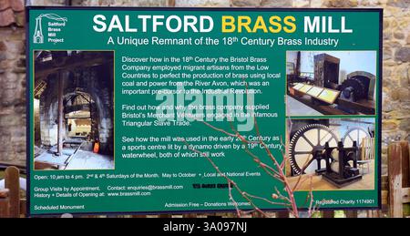 Sign for Saltford Brass Mills, The Shallows, Saltford near Bristol ...