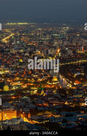 Night view of Tbilisi from Mtatsminda. Capital of Georgia Stock Photo ...