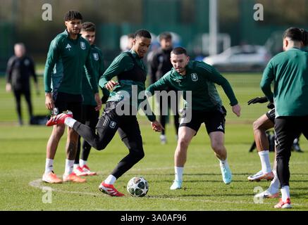 Aston Villa's Ezri Konsa (centre) celebrates scoring their side's third ...