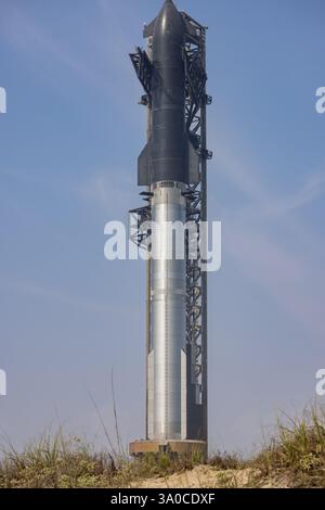 Boca Chica, USA. 03rd Mar, 2025. Fully stacked on the OLM Orbital ...