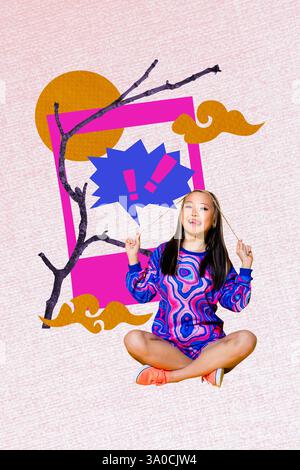 Photo of young braids hairdo lady hold smile isolated on beige color ...