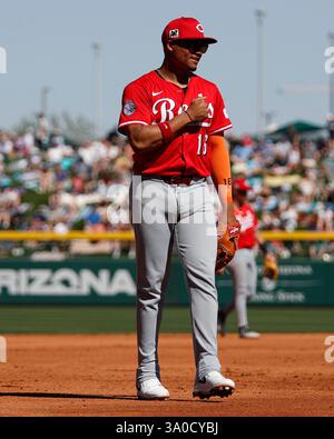 Cincinnati Reds' Noelvi Marte (16) bats during the second baseball game ...