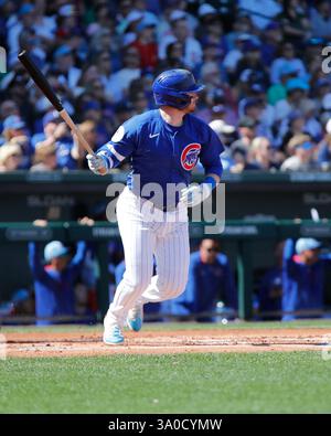 Chicago Cubs' Ian Happ hits a home run against the Boston Red Sox ...