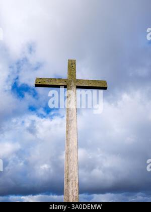 Christian Cross against the sky, Corbar Cross, Buxton, UK Stock Photo ...