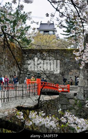 Photo shows Tsuruga-jo castle, the only castle in Japan with red roof ...