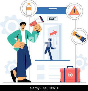Disaster Preparedness Vector Illustration featuring Community Disaster ...
