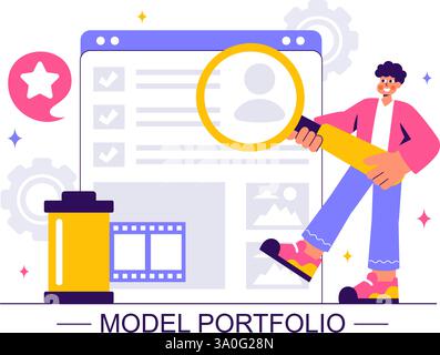 Model Portfolio Vector Illustration featuring a Modeling Agency Manager ...