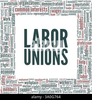Labor Unions vector illustration word cloud isolated on a white ...
