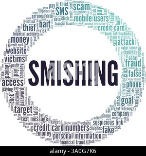 Smishing (SMS Phishing) vector illustration word cloud isolated on a ...
