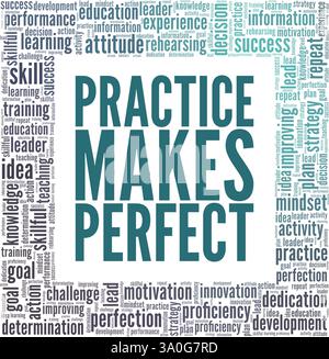 Practice Makes Perfect vector illustration word cloud isolated on a ...