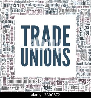 Trade Unions vector illustration word cloud isolated on a white ...