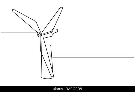 Wind turbine One line drawing isolated on white background Stock Vector ...