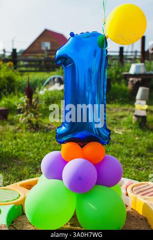 blue metallic balloons in the shape of numbers Stock Photo - Alamy