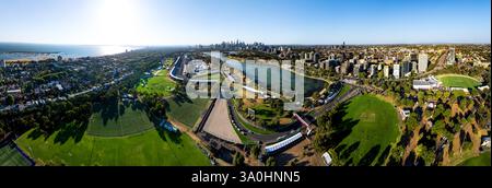 An aerial view of the Albert Park circuit in Melbourne...Formula One ...