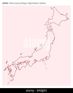 Japan plain country map. High details. Outline regions style. Shape of ...