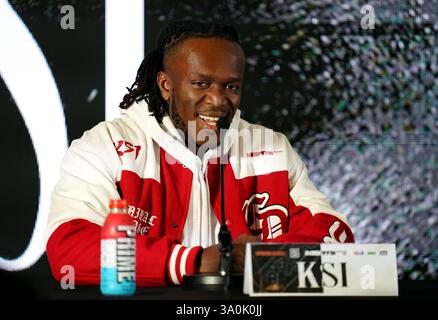 KSI during a press conference at 8 Northumberland Avenue, London ...