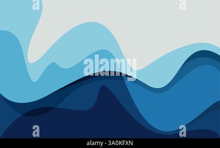 Blue fluid wave. Duotone geometric compositions with gradient 3d flow ...