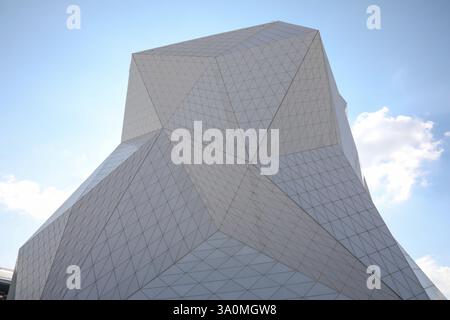 Original shaped building of CLYMB attractions in Abu Dhabi, UAE Stock ...