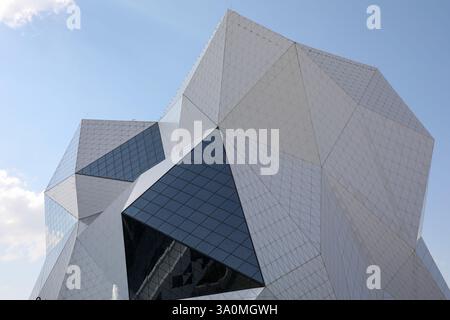 Original shaped building of CLYMB attractions in Abu Dhabi, UAE Stock ...